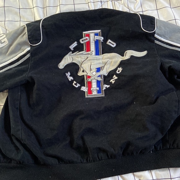 Ford | Jackets & Coats | Vintage Mustang Ford Jacket Size M Gray Black ...